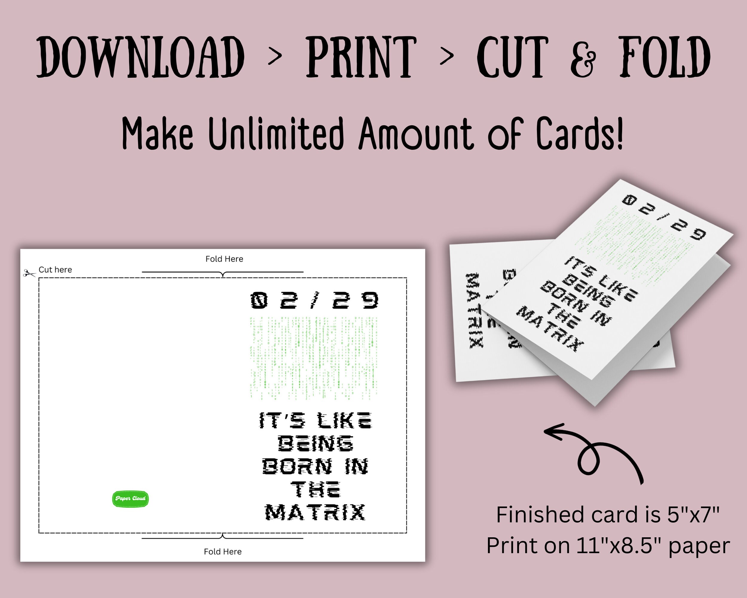 PRINTABLE Birthday Card, Leap Day 02/29, Greeting Card, Leap Birthday ...