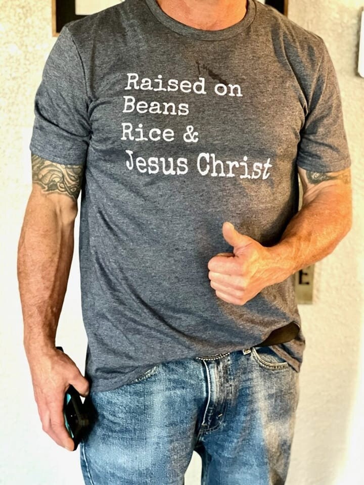 Raised on Beans Rice and Jesus Christ - Etsy