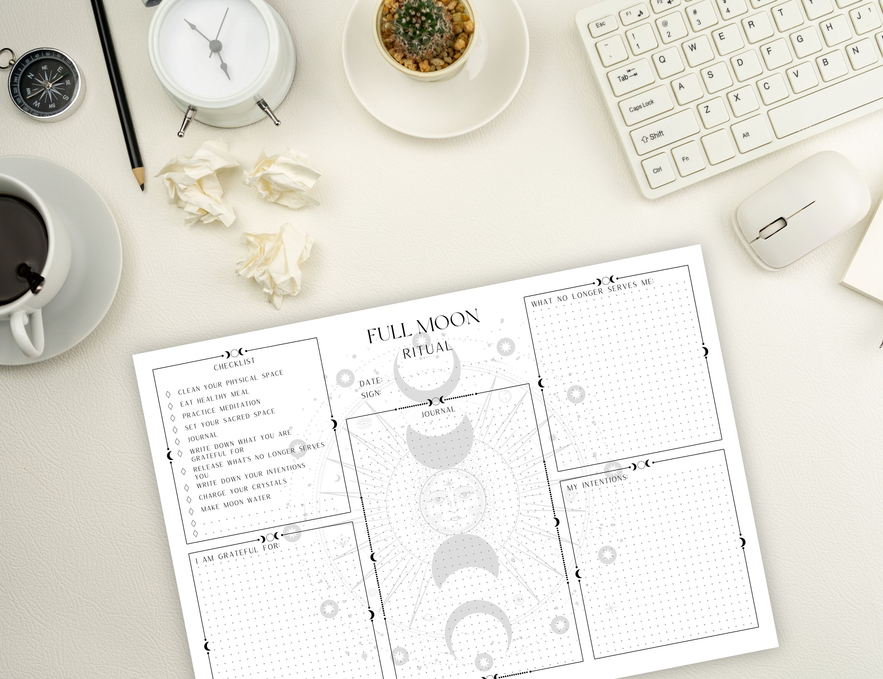 Printable Full and New Moon Ritual Worksheets Bundle, Moon Planners ...