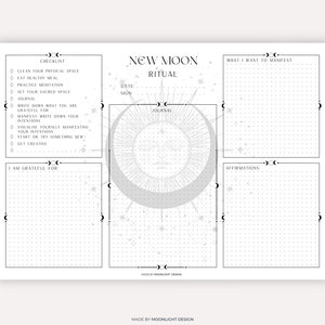 Printable Full and New Moon Ritual Worksheets Bundle, Moon Planners ...