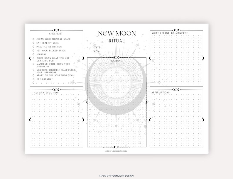 Printable Full and New Moon Ritual Worksheets Bundle, Moon Planners ...