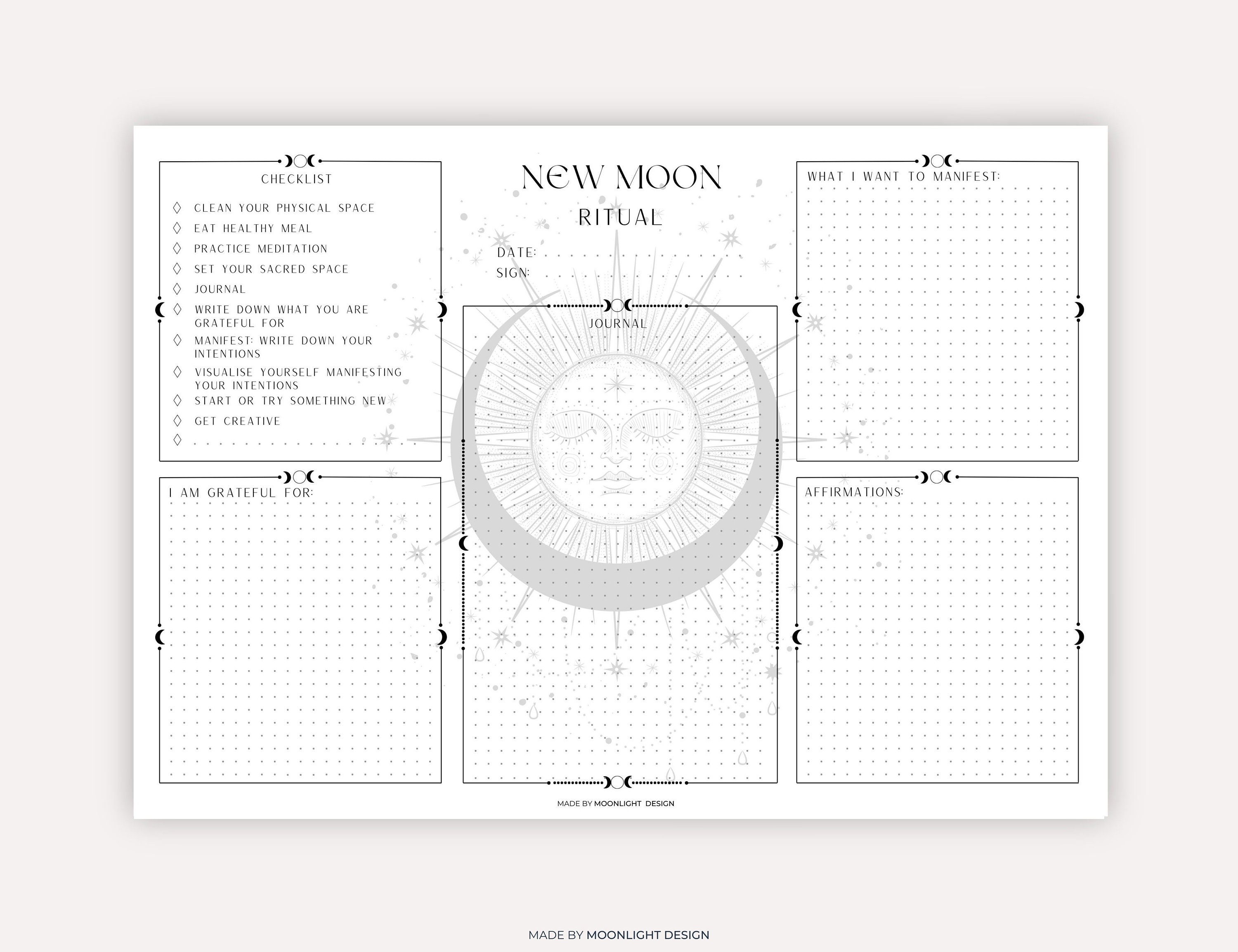 Printable Full and New Moon Ritual Worksheets Bundle, Moon Planners ...