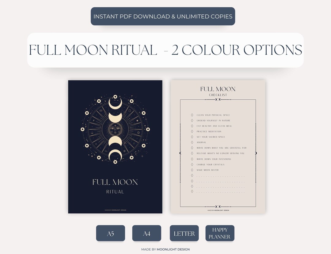 Full Moon Ritual Planner Printable Planner Planner Insert - Etsy
