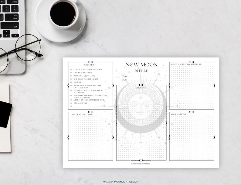 Printable Full and New Moon Ritual Worksheets Bundle, Moon Planners ...