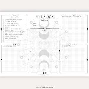 Printable Full and New Moon Ritual Worksheets Bundle, Moon Planners ...