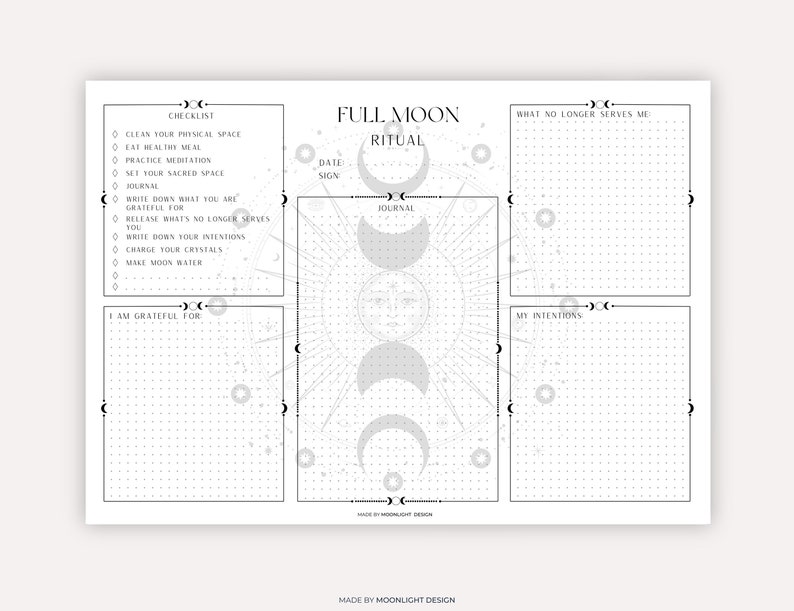 Printable Full and New Moon Ritual Worksheets Bundle, Moon Planners ...