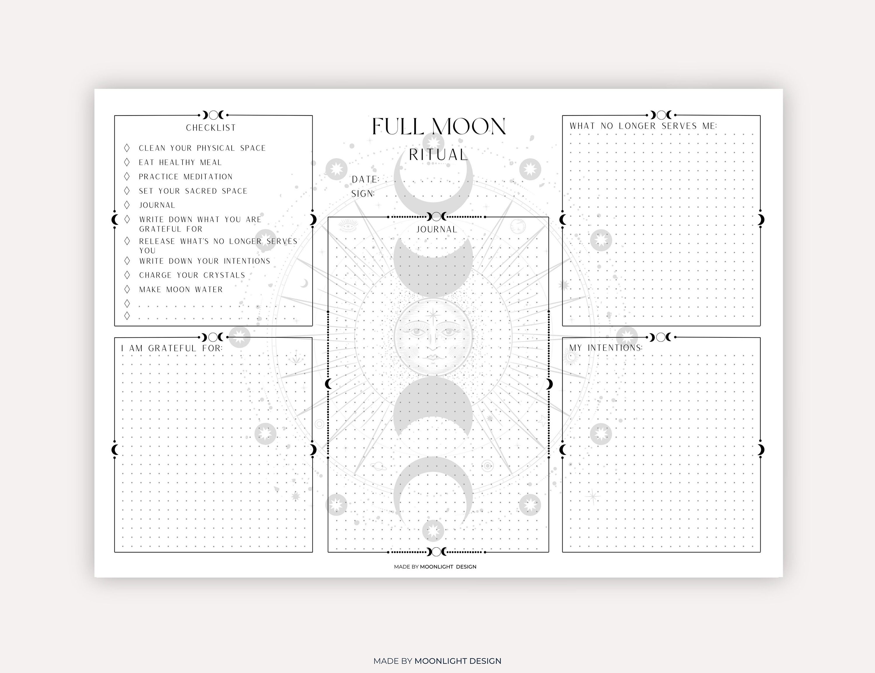 Printable Full and New Moon Ritual Worksheets Bundle, Moon Planners ...
