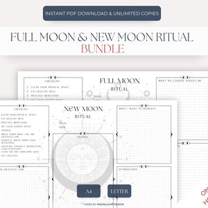 Printable Full and New Moon Ritual Worksheets Bundle, Moon Planners ...