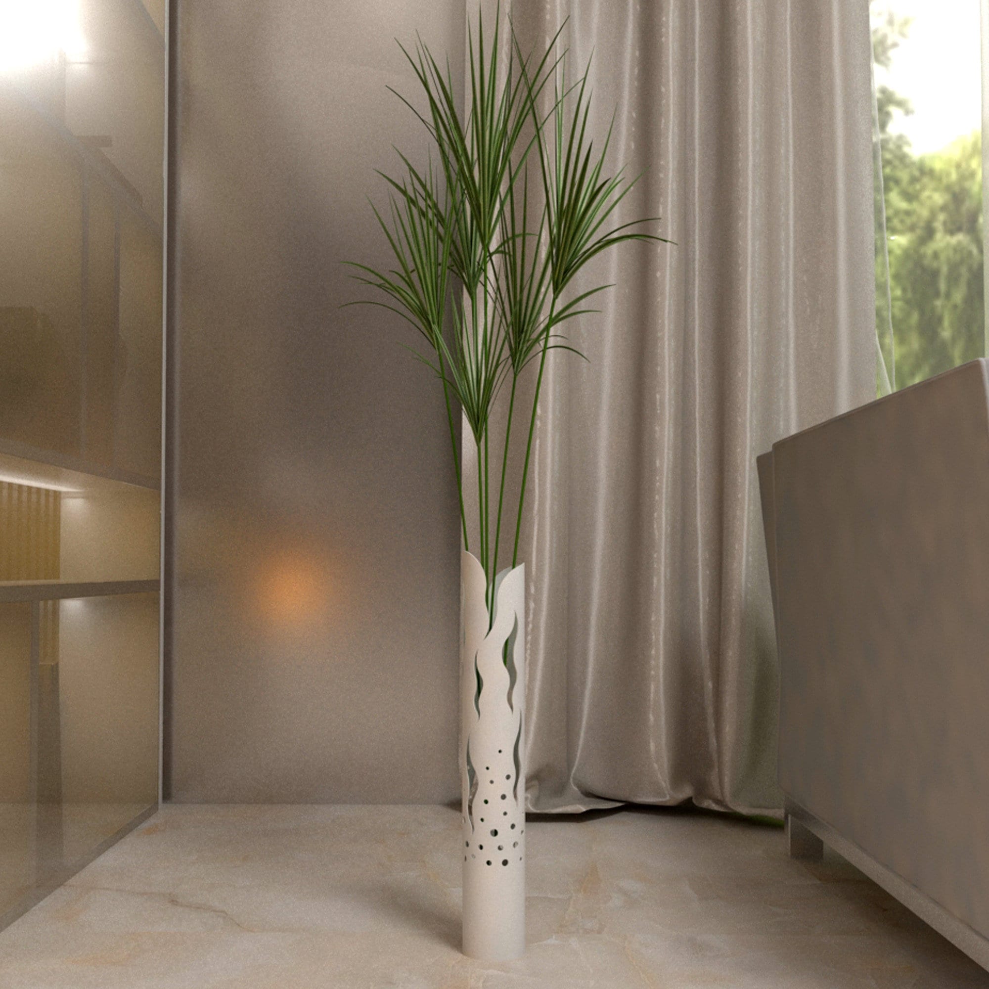 Tall Metal Vase,vase for Pampas,large Floor Vase,tall Floor Vase,white ...
