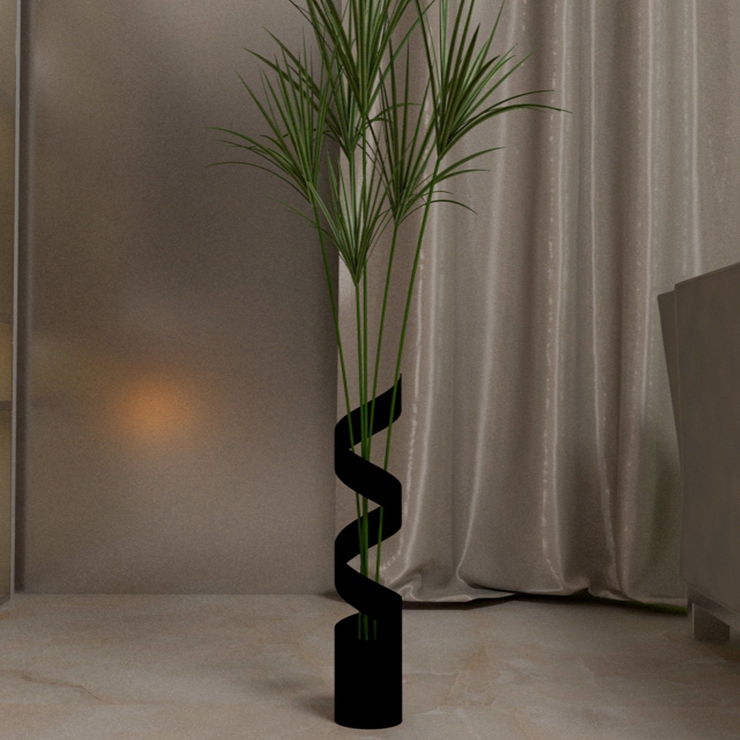 Tall Metal Vase, Vase for Pampas Large Floor Vase Tall Floor Vase Black ...