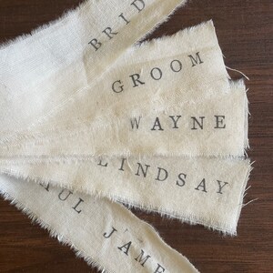 Personalized - Hand Stamped - Name Tag Ribbon - Place Card - Etsy