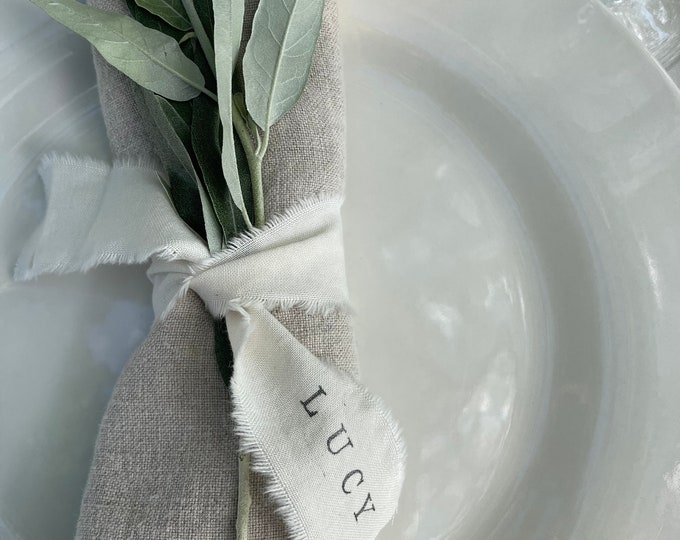 Personalized - Hand Stamped - Name Tag Ribbon - Place Card - Etsy