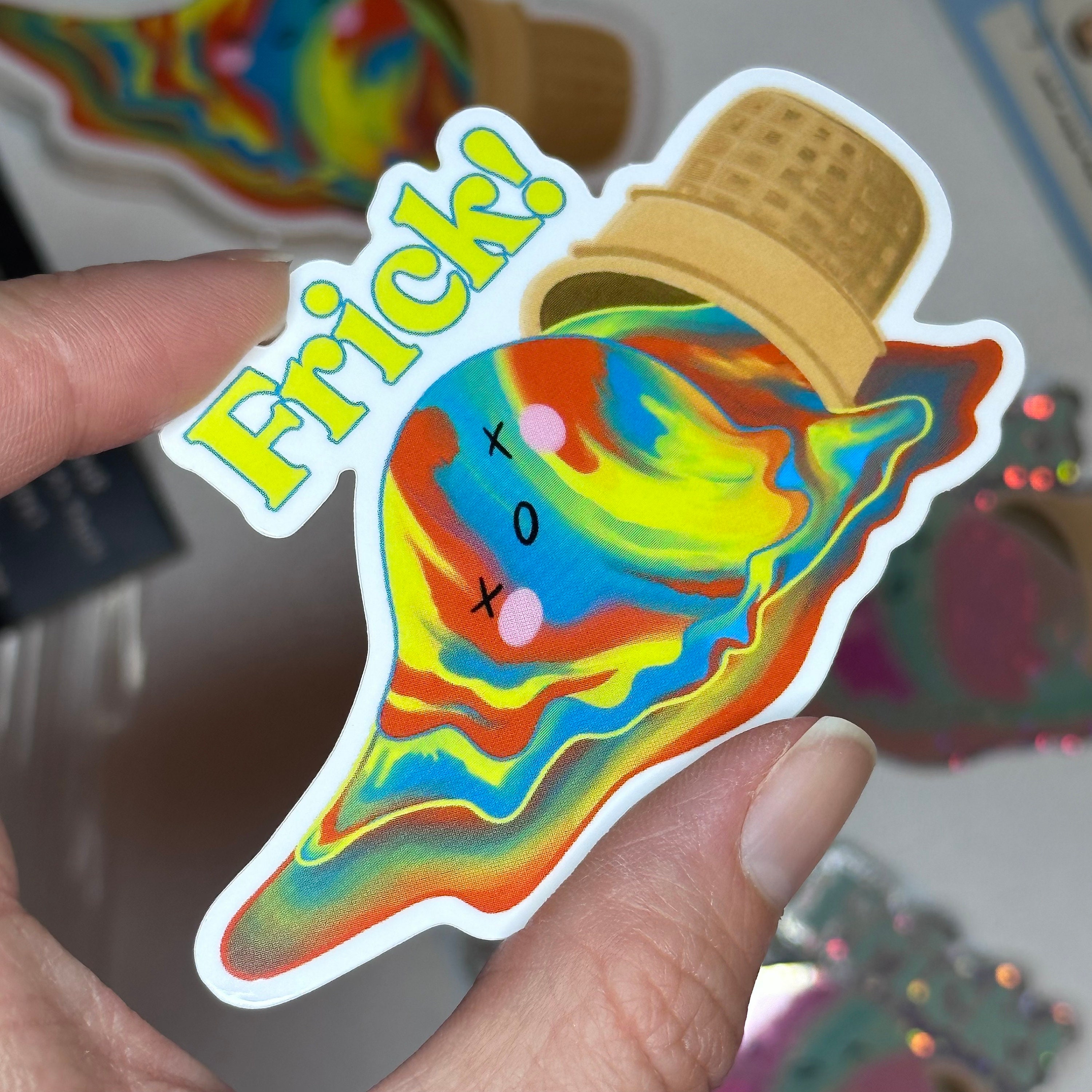 Ice Cream Sticker Funny Stickers Frick Toppled Ice-cream - Etsy