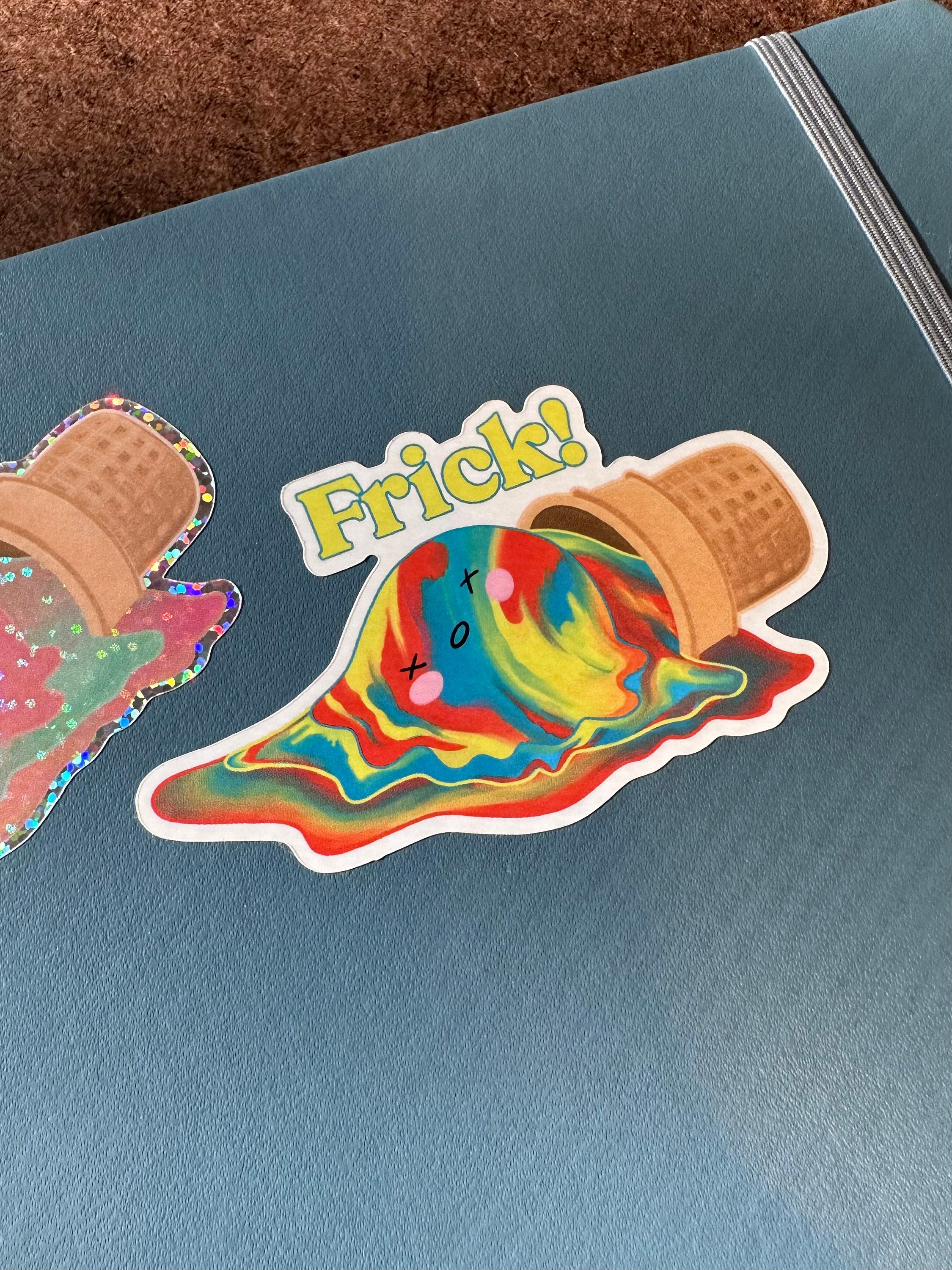 Ice Cream Sticker Funny Stickers Frick Toppled Ice-cream - Etsy