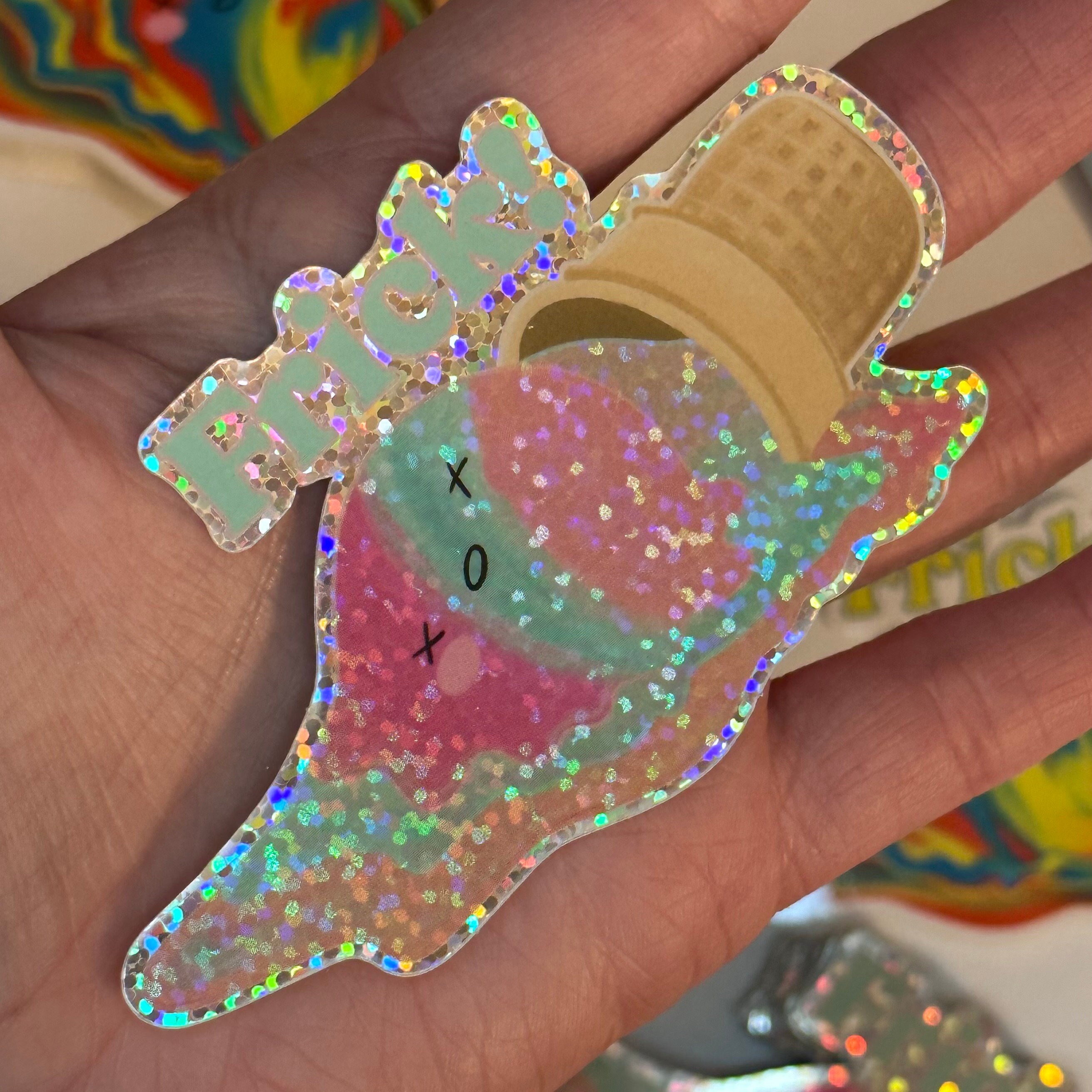 Ice Cream Sticker Funny Stickers Frick Toppled Ice-cream - Etsy