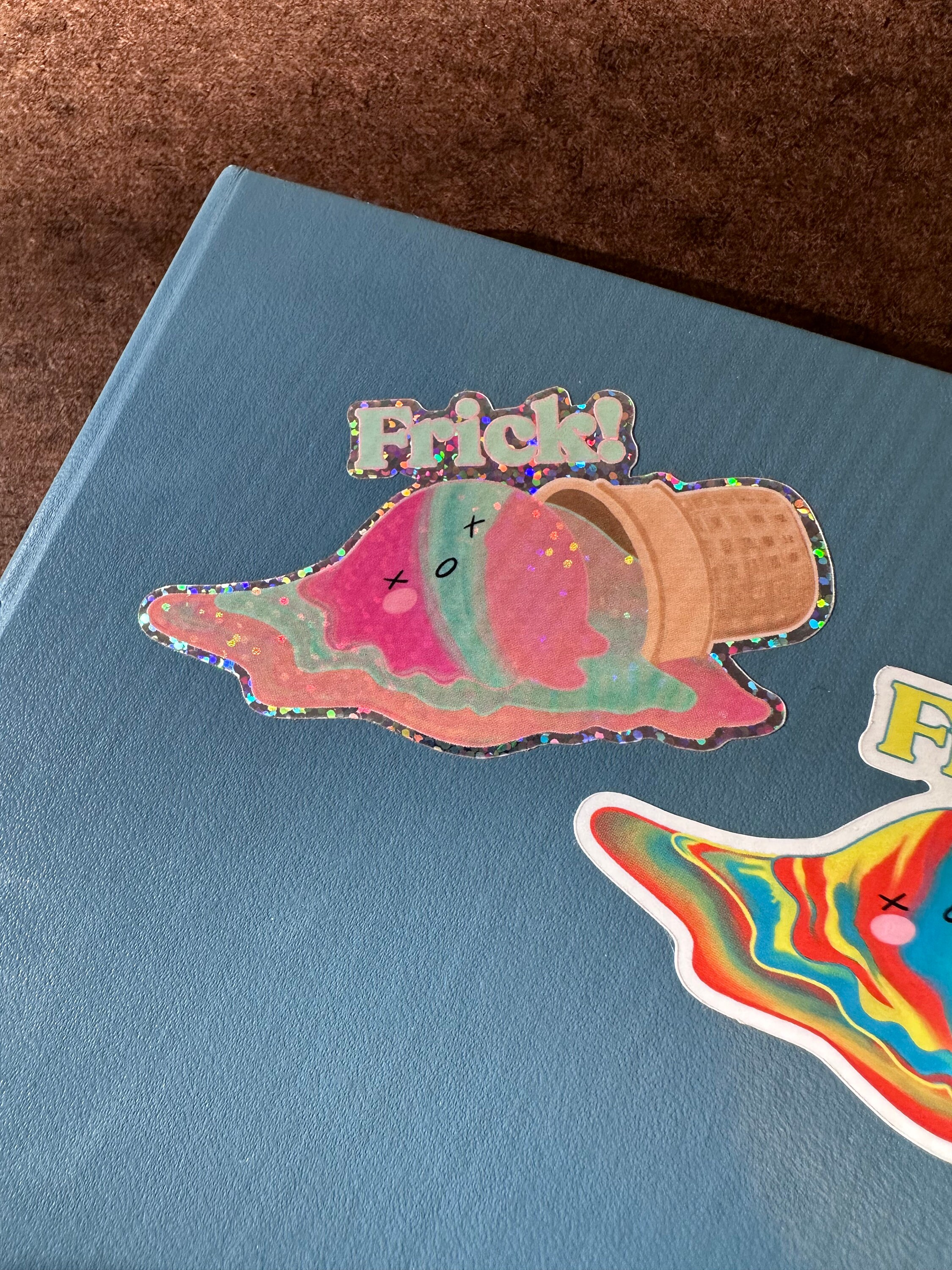 Ice Cream Sticker Funny Stickers Frick Toppled Ice-cream - Etsy