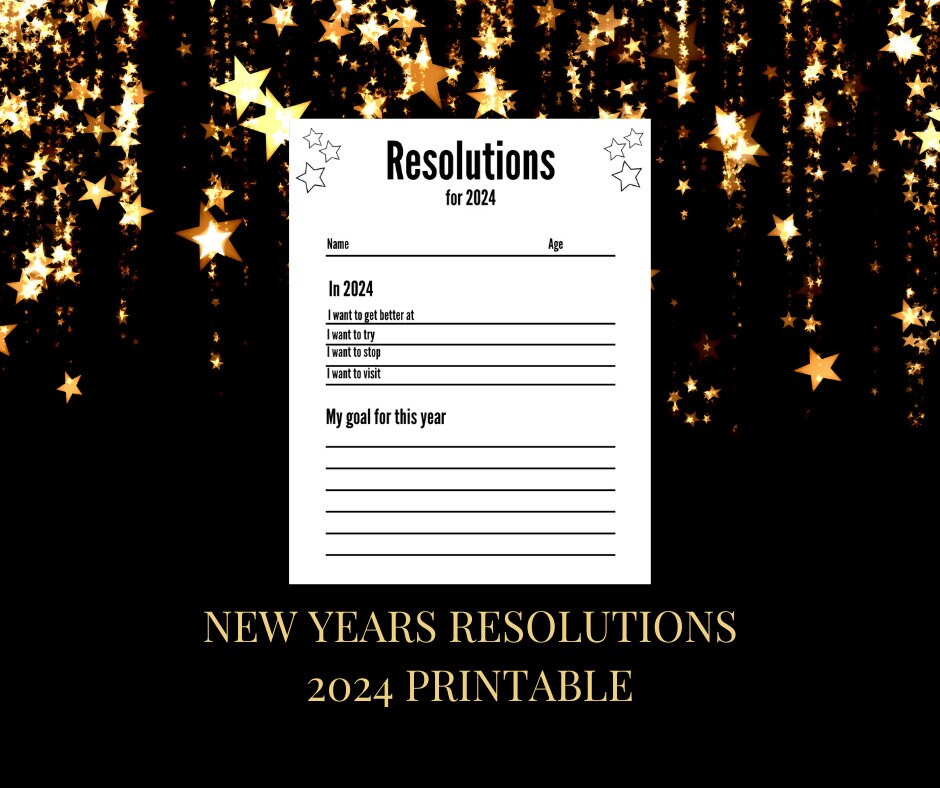 2024 Resolutions Printable New Year Resolution Card Minimalist New Year ...