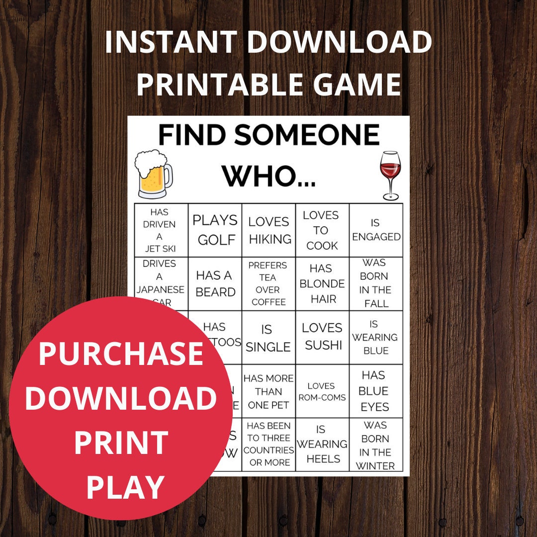 Find Someone Who Party Game Printable, Mingle Bingo, Get to Know Each ...