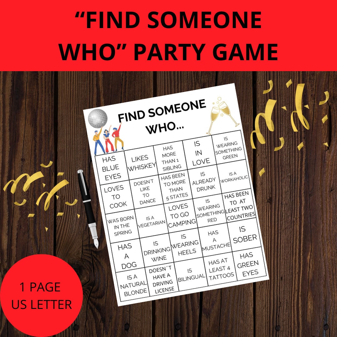 Find Someone Who Party Game Printable, Mingle Bingo, Get to Know Each ...