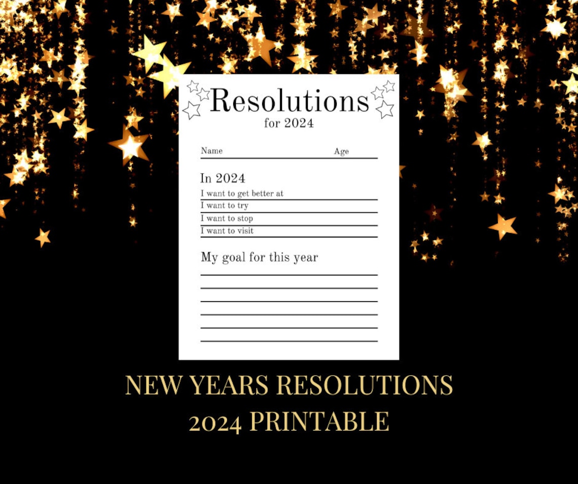 2024 Resolutions Printable New Year Resolution Card Minimalist New Year ...