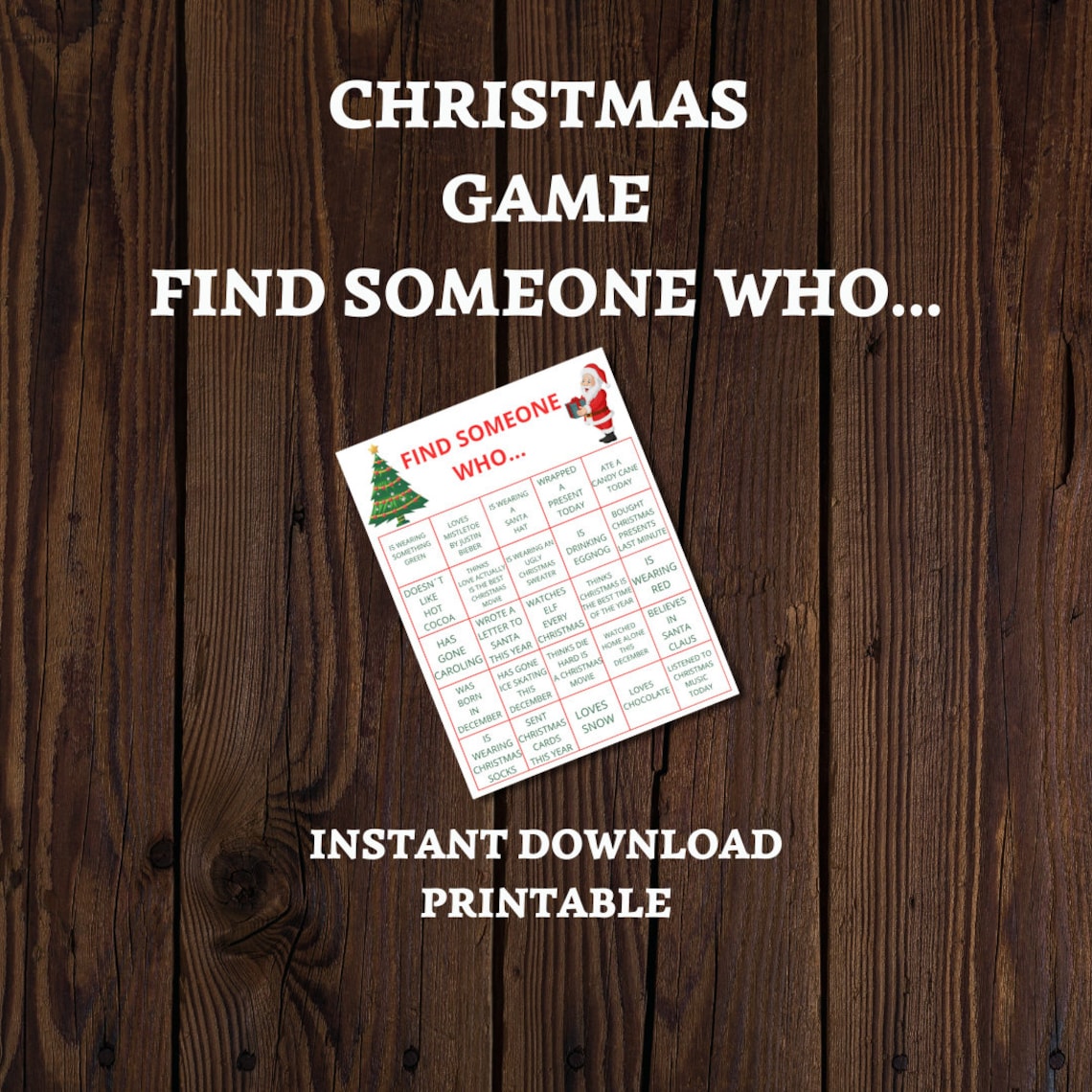 Christmas Find Someone Who, Office Party Game, Classroom Christmas Game ...