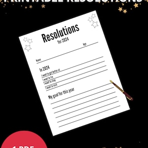 2024 Resolutions Printable New Year Resolution Card Minimalist New Year ...