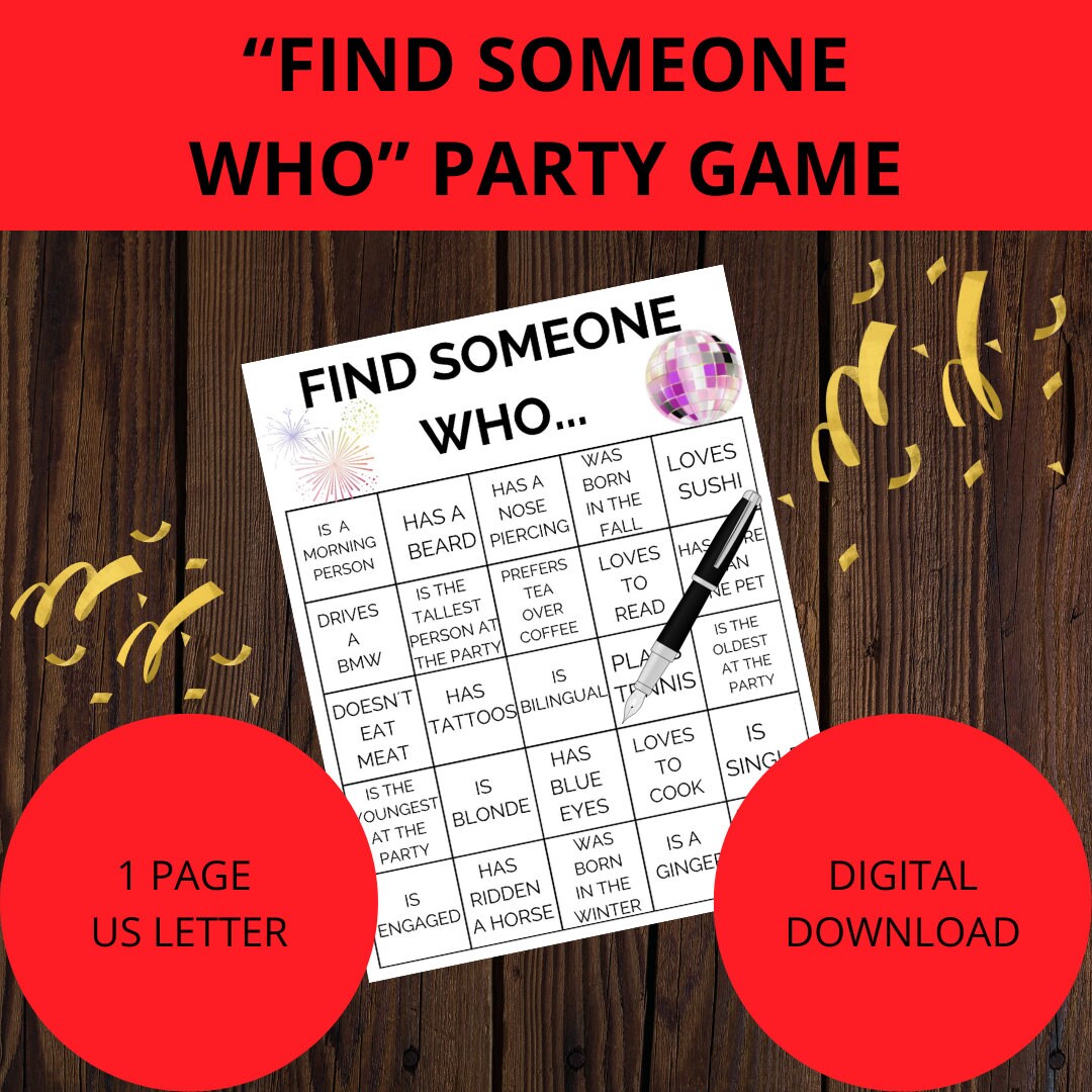 Find Someone Who Party Game Printable, Mingle Bingo, Get to Know Each ...
