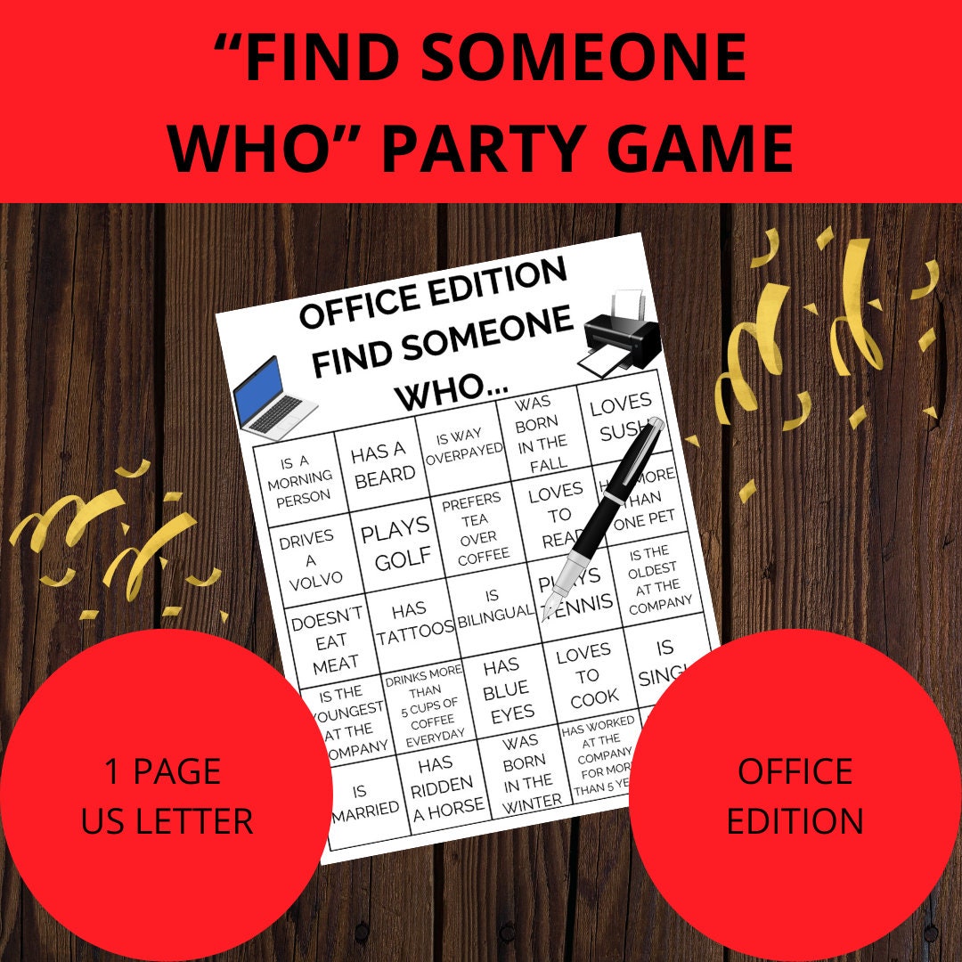 Find Someone Who Party Game Printable, Office Party Game, Mingle Bingo ...