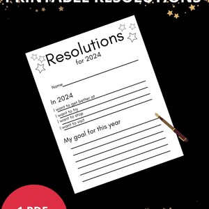 2024 Resolutions Printable New Year Resolution Card Minimalist New Year ...