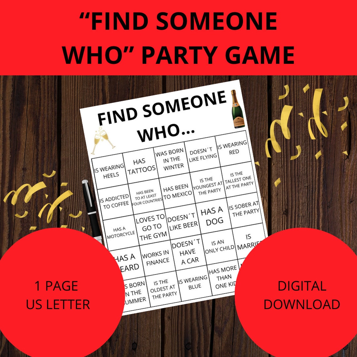 Find Someone Who Party Game Printable, Mingle Bingo, Get to Know Each ...
