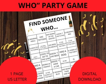Find Someone Who Party Game Printable, Office Party Game, Mingle Bingo ...