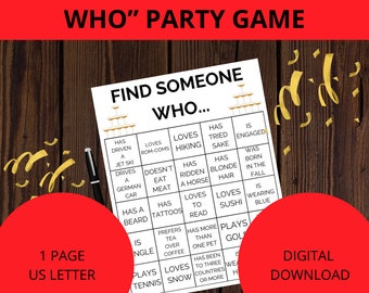 Find Someone Who Party Game Printable, Office Party Game, Mingle Bingo ...