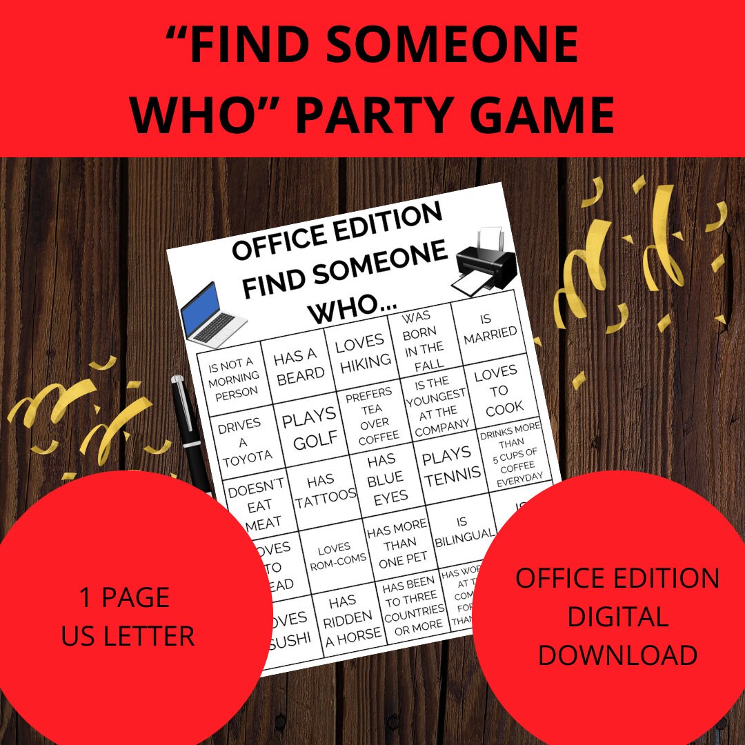Find Someone Who Party Game Printable, Office Party Game, Mingle Bingo ...