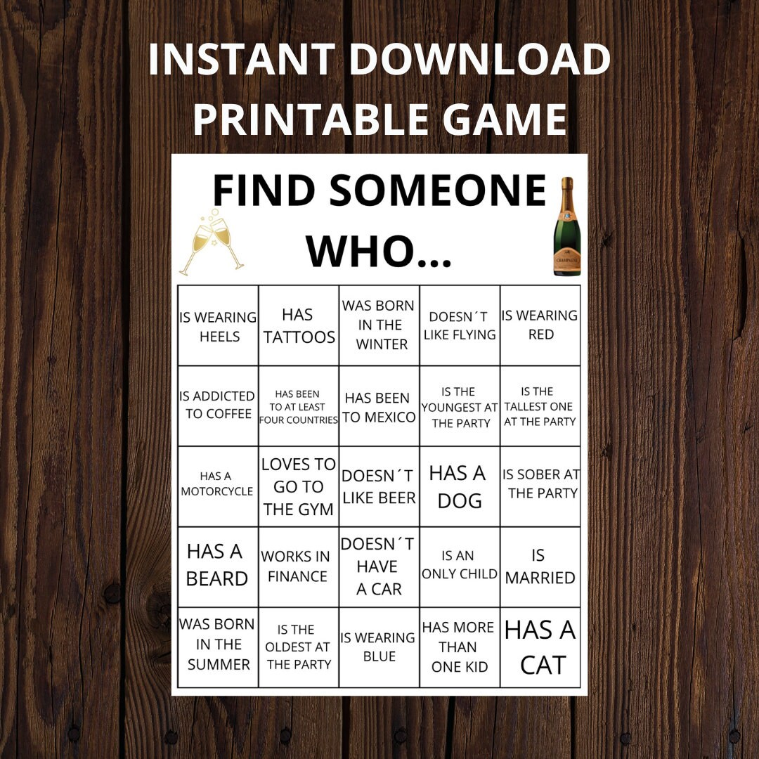 Find Someone Who Party Game Printable, Mingle Bingo, Get to Know Each ...