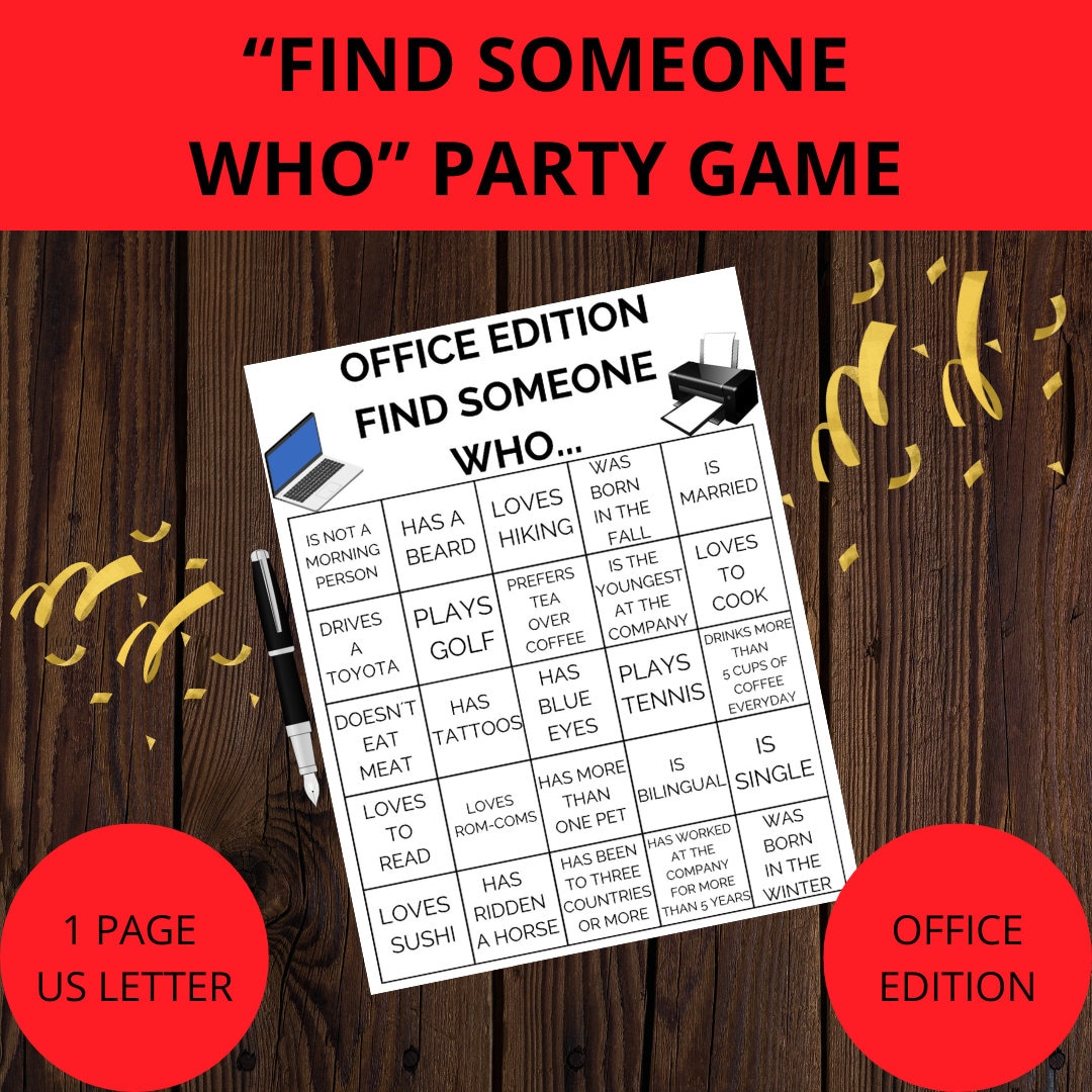 Find Someone Who Party Game Printable, Office Party Game, Mingle Bingo ...
