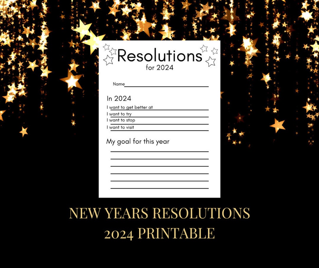 2024 Resolutions Printable New Year Resolution Card Minimalist New Year ...