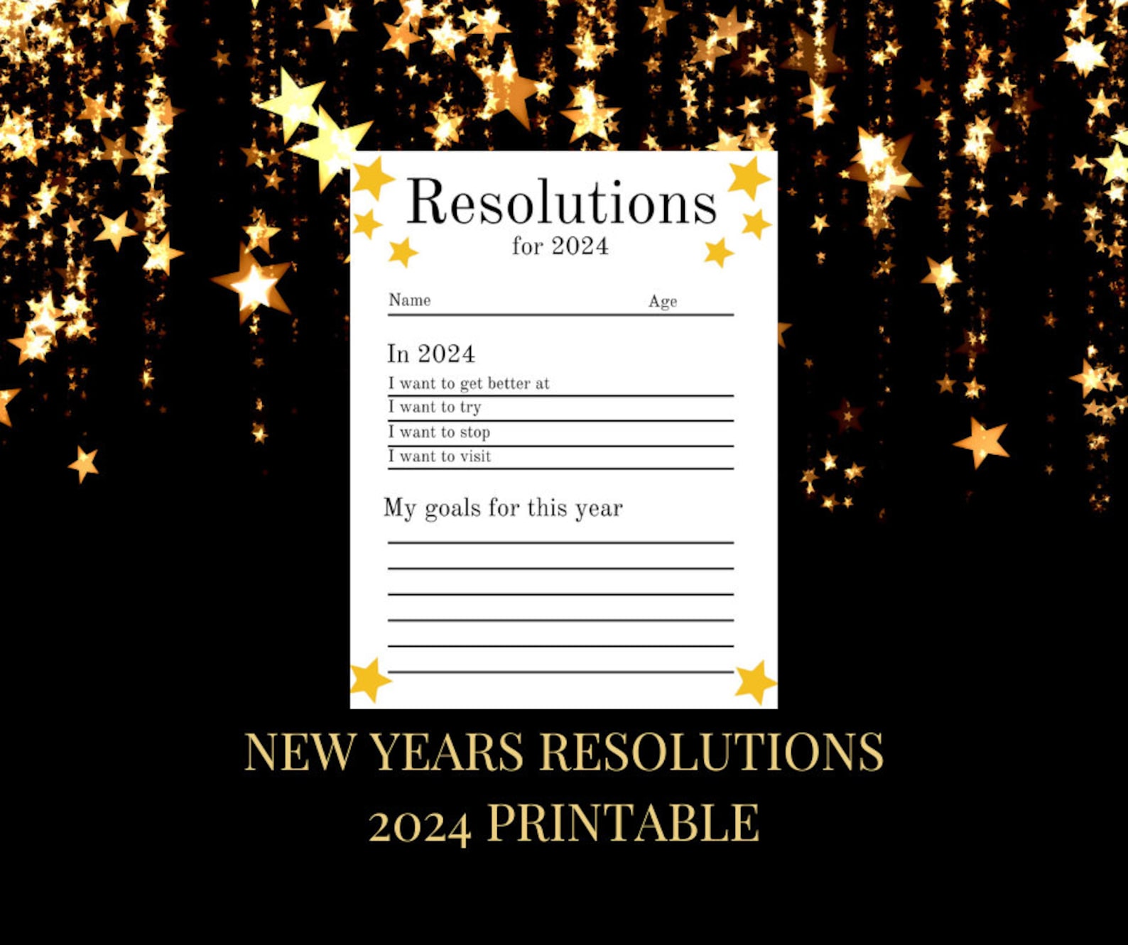 2024 Resolutions Printable New Year Resolution Card Minimalist New Year ...