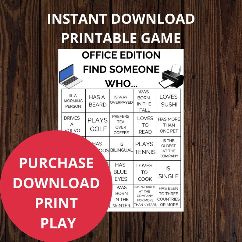 Find Someone Who Party Game Printable, Office Party Game, Mingle Bingo ...