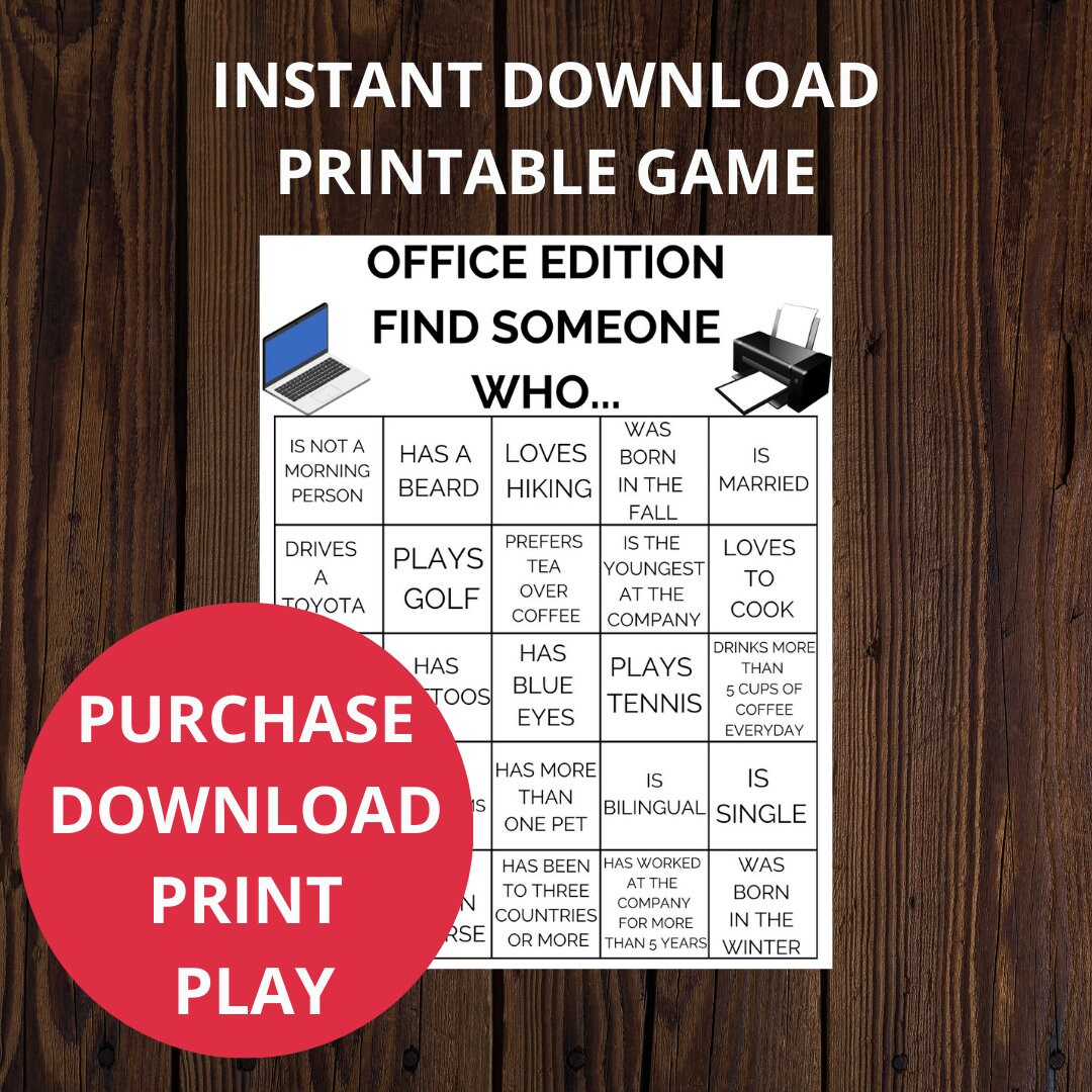 Find Someone Who Party Game Printable, Office Party Game, Mingle Bingo ...
