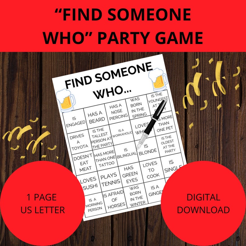 Find Someone Who Party Game Printable, Mingle Bingo, Get to Know Each ...