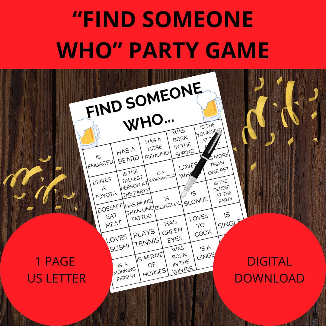Find Someone Who Party Game Printable, Mingle Bingo, Get to Know Each ...