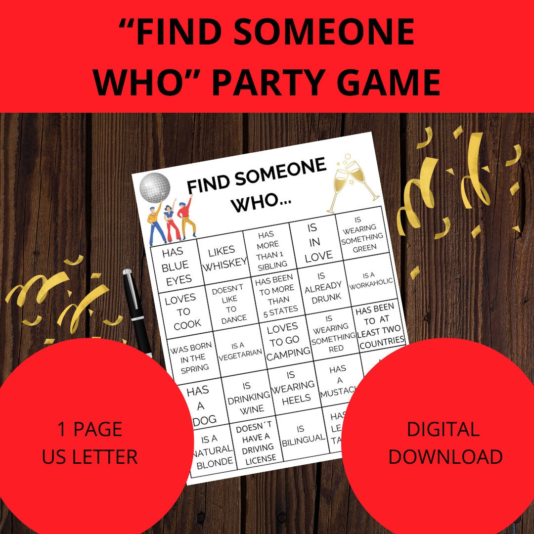 Find Someone Who Party Game Printable, Mingle Bingo, Get to Know Each ...