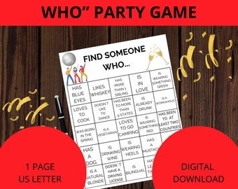 Find Someone Who Party Game Printable, Office Party Game, Mingle Bingo ...