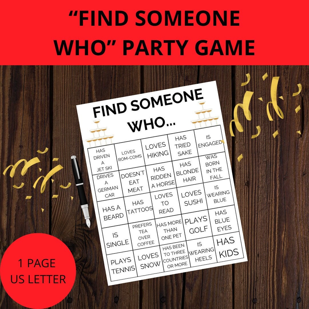 Find Someone Who Party Game Printable, Mingle Bingo, Get to Know Each ...