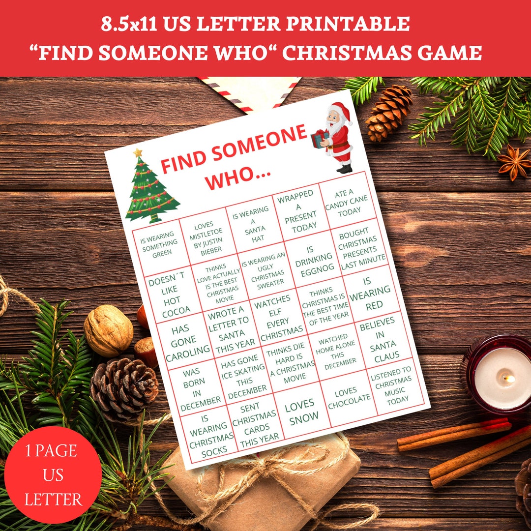 Christmas Find Someone Who, Office Party Game, Classroom Christmas Game ...