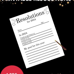 2024 Resolutions Printable New Year Resolution Card Minimalist New Year ...