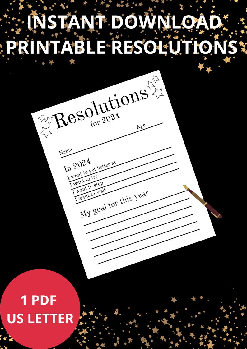 2024 Resolutions Printable New Year Resolution Card Minimalist New Year ...