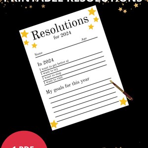 2024 Resolutions Printable New Year Resolution Card Minimalist New Year ...