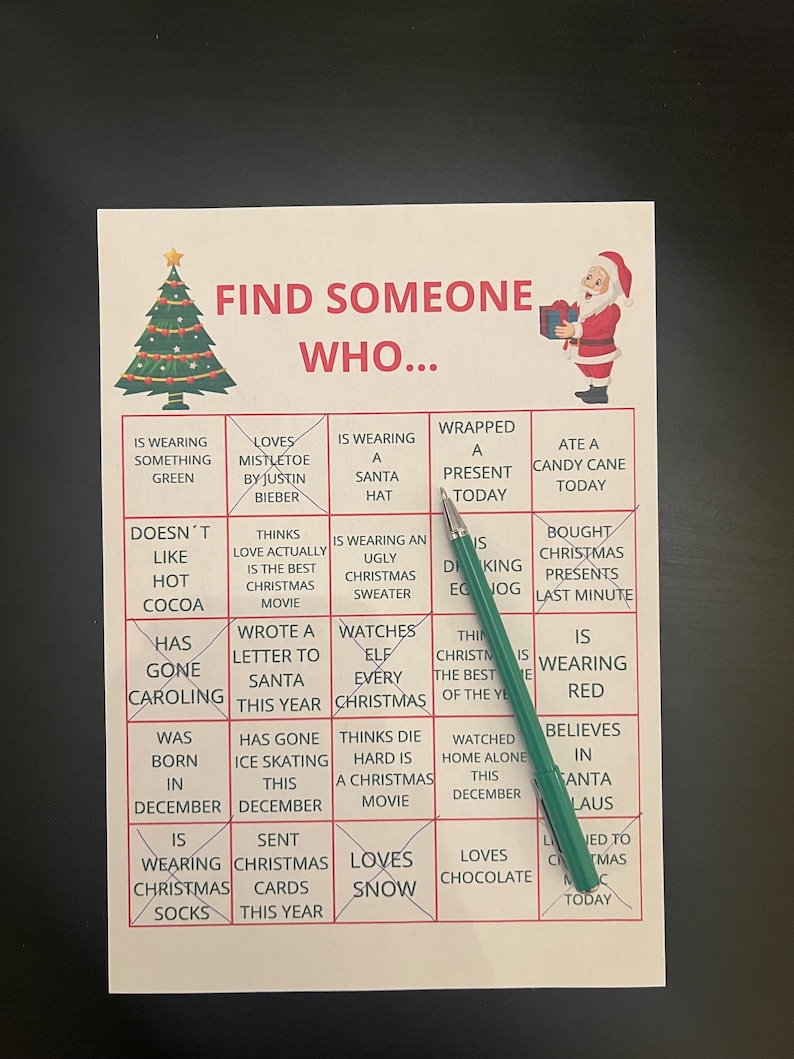 Christmas Find Someone Who, Office Party Game, Classroom Christmas Game ...
