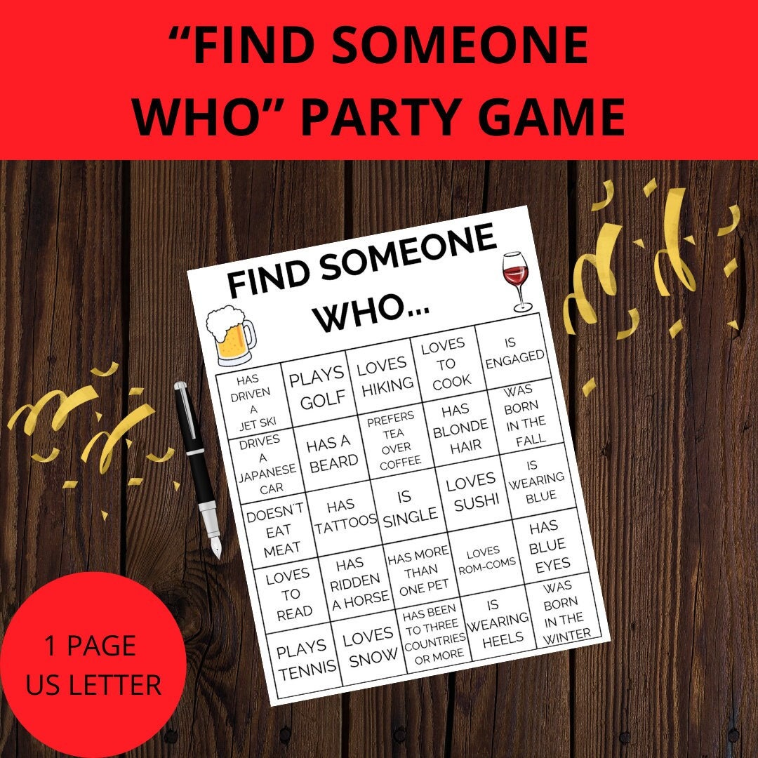 Find Someone Who Party Game Printable, Mingle Bingo, Get to Know Each ...